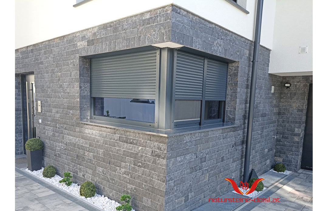 KALKSTEIN "NERO" ANTHRAZIT-SCHWARZ VERBLENDER-RIEMCHEN ( Höhe 10 cm ...